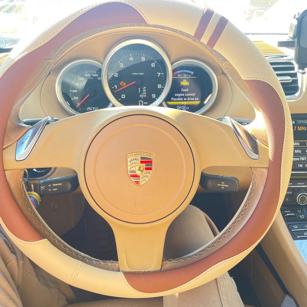 Retro Fashion Beige Brown Steering Wheel Cover,custom Text Four Seasons ...