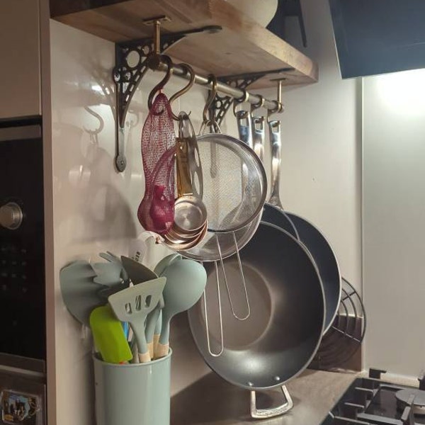 Aged Brass Hanging Rail – Kitchen Utensil, Towel, Wardrobe - Etsy