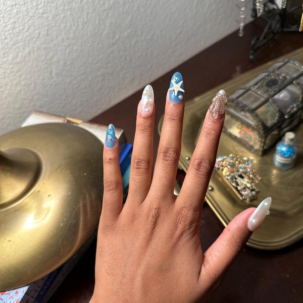 Custom Beach Press on Nails: Starfish Snails, Summer Sea Vacation - Etsy