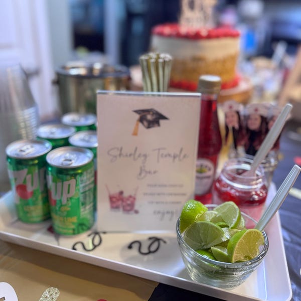 Graduation Shirley Temple Bar Sign, Minimalist Table Sign, Mocktail ...