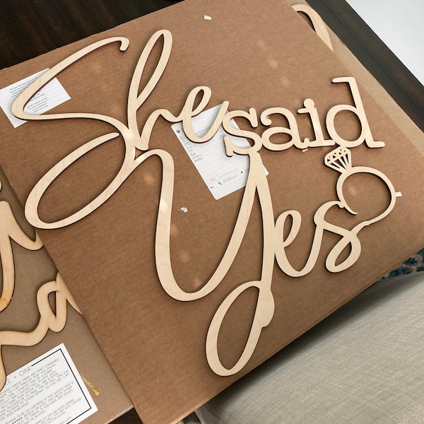 She Said Yes Wood Sign / Wood Cut Out / Bridal Shower, Engagement Sign ...