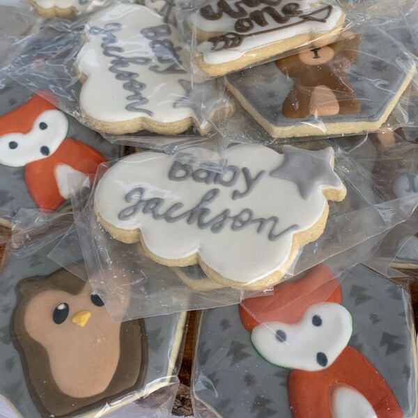 Adventure Awaits Baby Shower Cookies: Woodland Animals Party Favors ...