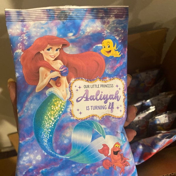 Little Mermaid Birthday Party Chip Bags Wrapper Label Little Mermaid ...