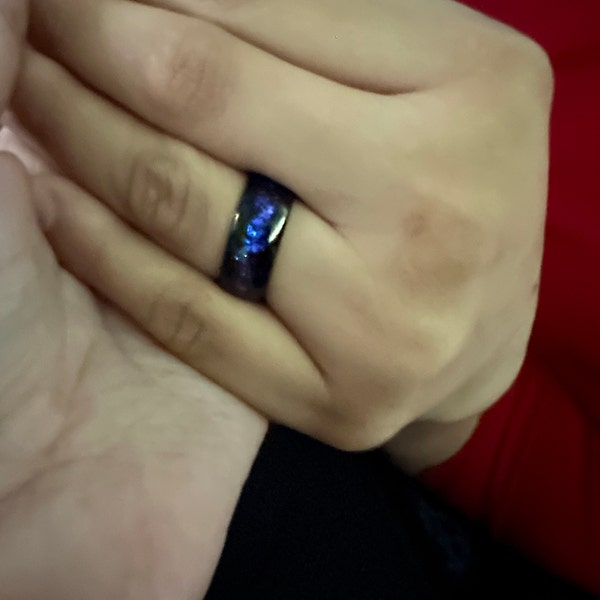 The Astronomer - Nebula Ring, Mens Wedding Ring, Black Tungsten Outer ...