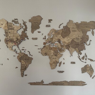Wooden World Map Wall Art by Enjoy the Wood, Home Decor, Family Gift ...