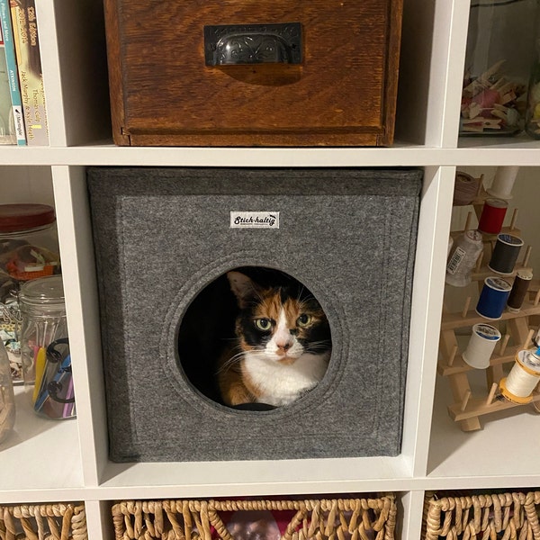 Felt Cat Cave Fits Into Ikea Expedit and Kallax, Cat Cube, Felt Cat Bed ...