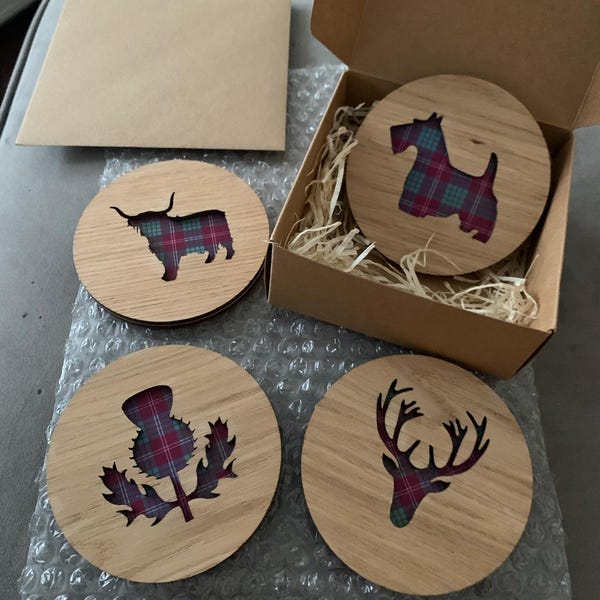 Wooden Scottish Coasters - Etsy