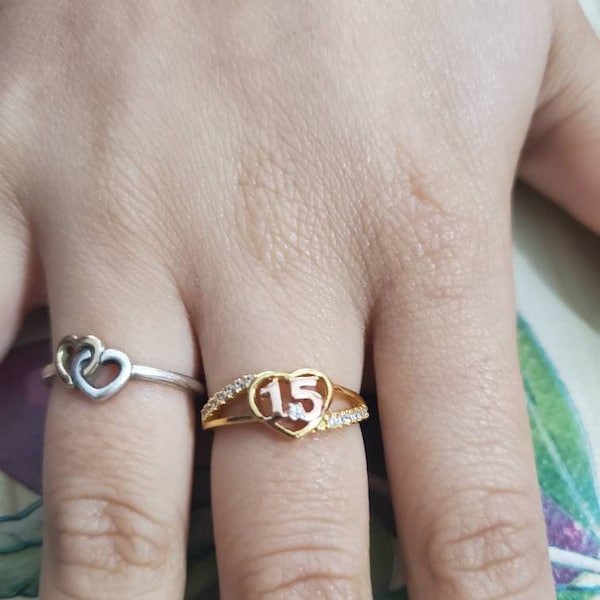 Quinceañera Heart Ring 14k-gold and Rose Gold-plated (over Sterling ...