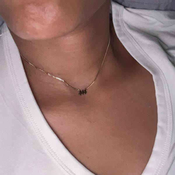 Angel Number Necklace With Curb Chain, Sterling Silver Lucky Date ...