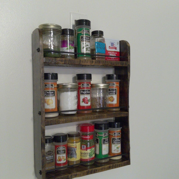 Rustic Reclaimed Wood Spice Wall Rack, Essential Oil Storage - Etsy