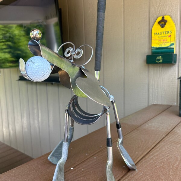 Golf Club Recycled Dog Yard Art Garden Sculpture Upcycle Free Shipping ...