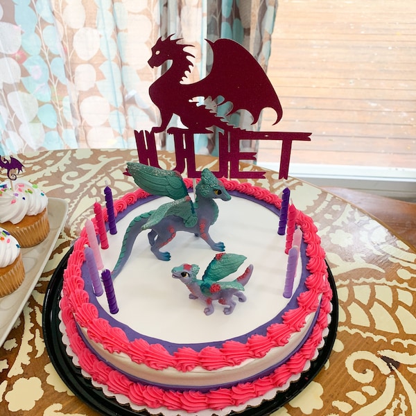 Custom Dragon Cake Topper, Dragon Birthday Party Decor, Fairytale Party ...