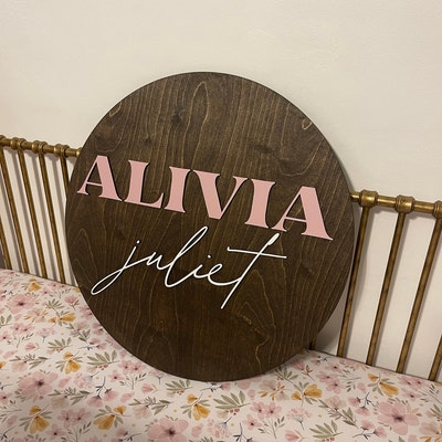 Nursery Name Sign, Above Crib Sign, Round Name Sign, Custom Name Sign ...
