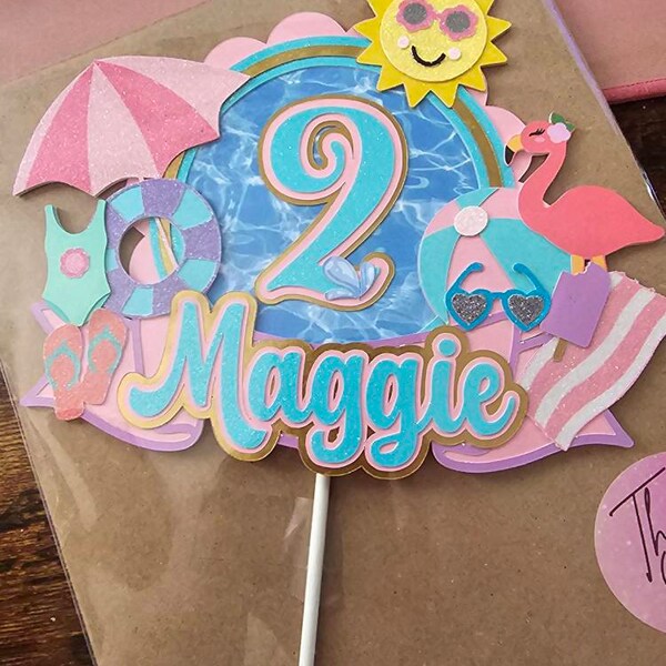 Personalized Pool Party Birthday Cake Topper Beach Cake Topper - Etsy