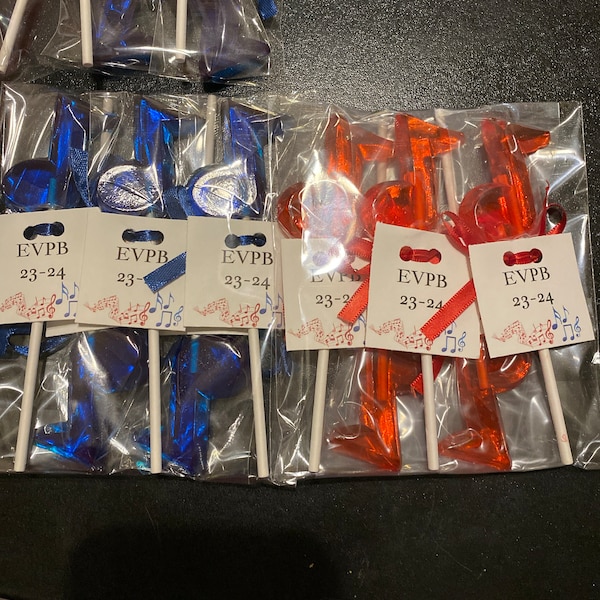 12 MUSICAL NOTE Hard Candy LOLLIPOPS - Music Themed Party, Musical ...