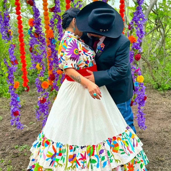 Shades of Blue Otomi Wall Decoration | Hand Embroidery Mexican Textile ...