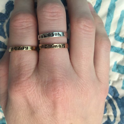 PERSONALIZED RING Stamped Name Ring Hand Stamped Gold, Fine Silver ...