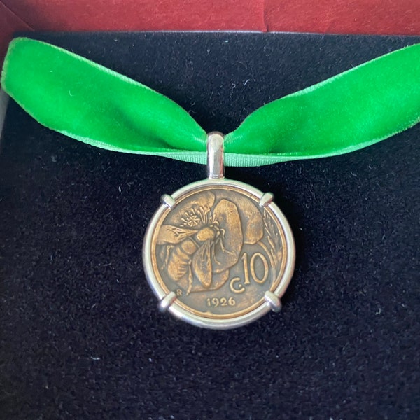 Italian Coin Jewelry With Vintage Italy Bee Coin in Handmade Sterling ...