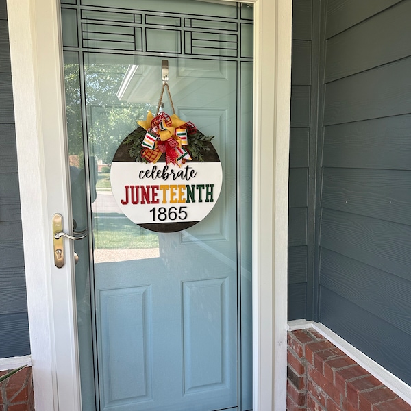 Front Door Decor, Juneteenth Wreath, Juneteenth Door Hanger Sign, Black ...