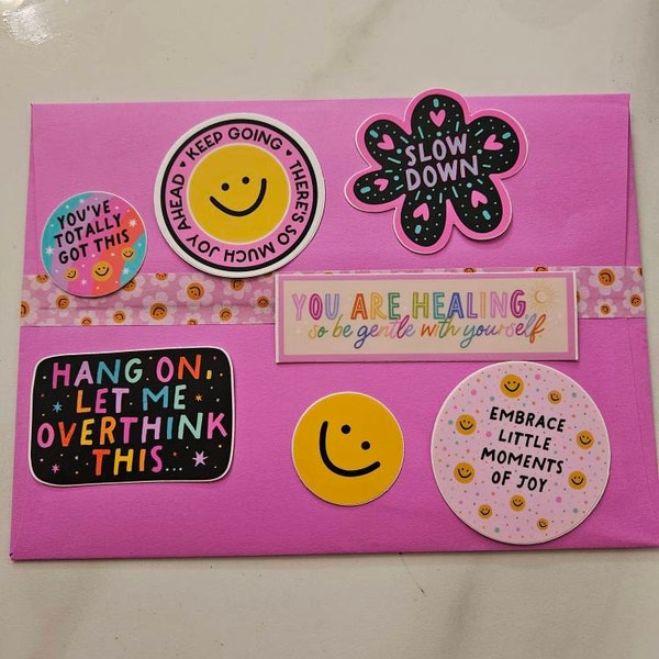 NEW! "slow Down" Colorful Cute Mental Health Aesthetic Sticker Water ...