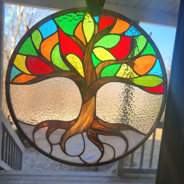 Tree of Life Stained Glass Pattern PDF Digital File-circle and Square ...