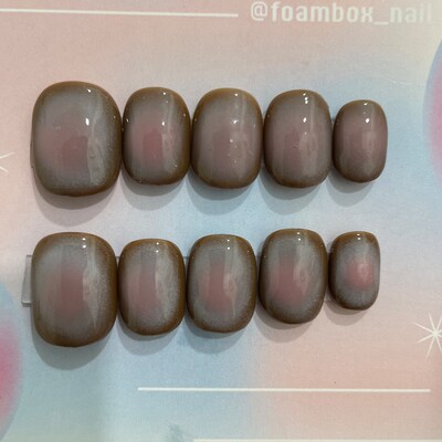 Ombre White Saturn Crystal Hand Painted Nails /y2k Nails /custom Press ...