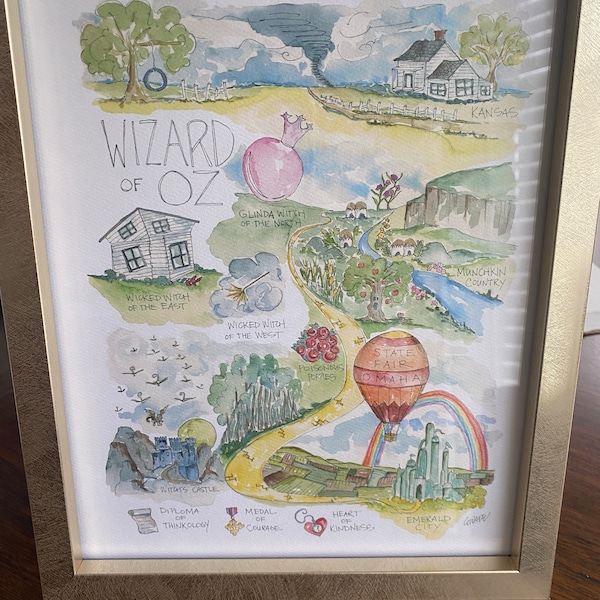 Wizard of Oz Watercolor Map Art Print - Etsy