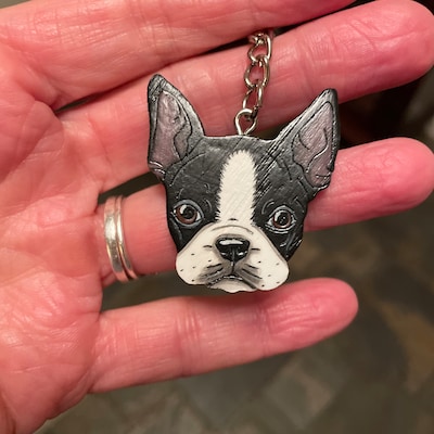Boston Terrier Dog Keychain Keyring - Etsy