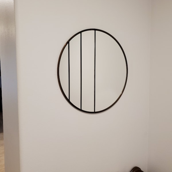 Circle Mirror Handmade Leaded Wall Mirror 20" Round Mirror Large Modern ...