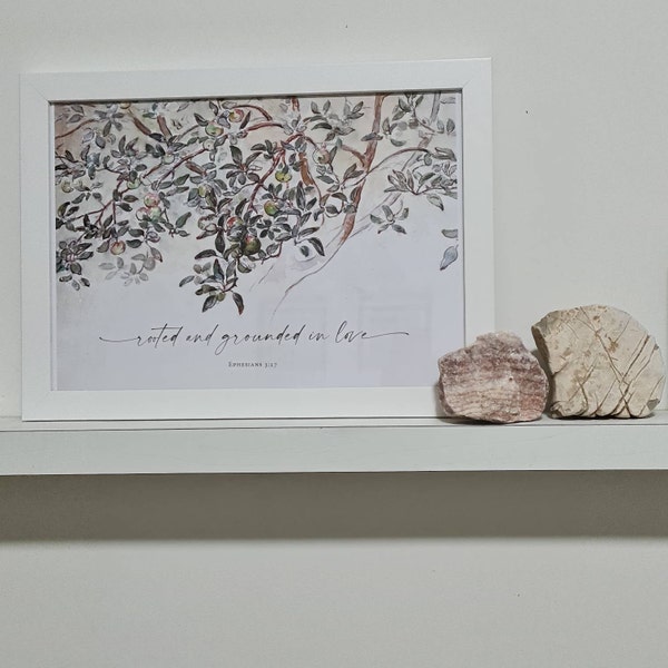Rooted and Grounded, Bible Verse Wall Art, Scripture Art Print ...