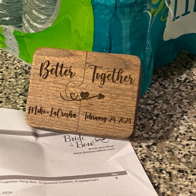 Wooden Ring Puzzle Box, Personalized Better Together Ring Box, Engraved ...