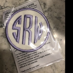 Custom Embroidered Circle Monogram Name Patch Tag Iron on or Sew on ...