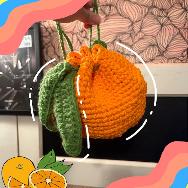 Crochet Orange Bag PATTERN, Drawstring Bag PATTERN, Crochet Drawstring ...