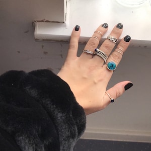 5 Black Midi Rings Black Knuckle Rings Midi Rings Knuckle | Etsy