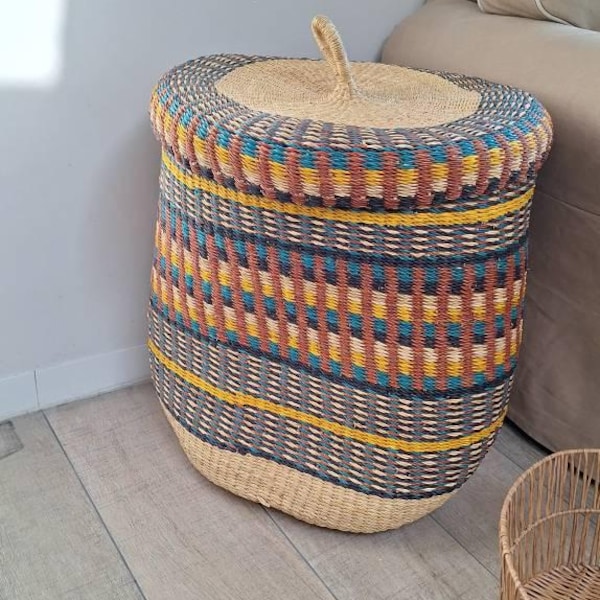 Handwoven Laundry Basket, Floor Wicker Storage Organizer, Kids Room ...