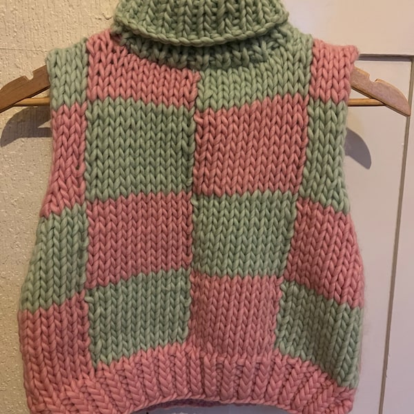 The Vibe Check Vest Pattern (super Chunky Polo Neck Sweater Vest) - Etsy