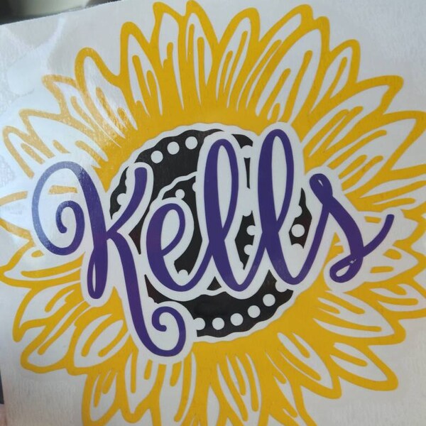 Sunflower Name Vinyl Decal | Sunflower Decal | Sunflower Sticker | Name ...