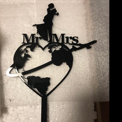 Travel Themed Wedding Cake Topper World Map Cake Topper - Etsy