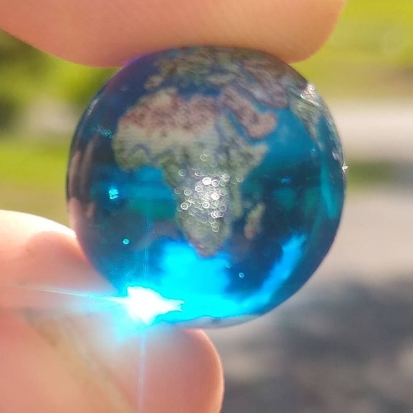 14mm Natural Earth Blue Glass Marbles Hand Applied Artglass Choice: Pk ...