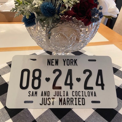 Wedding License Car License Plate Wedding Car Just Married Wedding Date ...