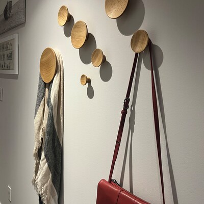 Wooden Drops Set of 7 Water Drop Hooks Oak Wood Hangers - Etsy