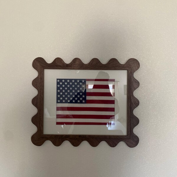 Handcrafted Scalloped Walnut Frame - Rustic Home Décor, Custom Sizes ...