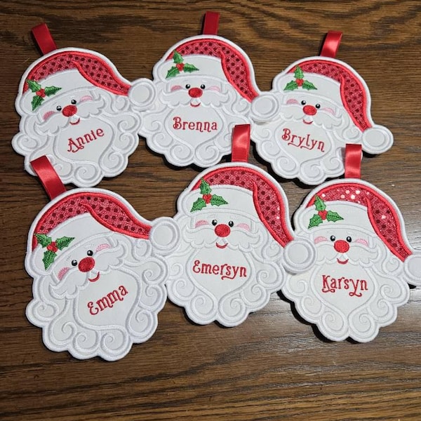 Santa Claus Bag Tag - Santa Bag Tag in the Hoop Applique Embroidery ...