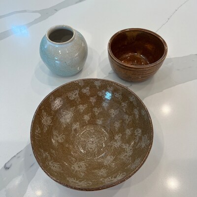 Earth Toned Ceramic Planter Handmade Bubble Pot With Drainage Whimsical ...