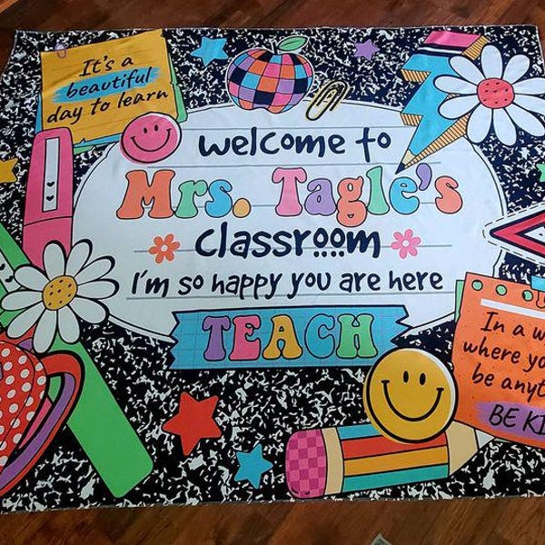 Classroom Decor, Custom Composition Notebook Welcome Teachers Name ...