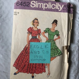 Vintage 1970s Simplicity Sewing Pattern 8249 Misses Dress in Two ...