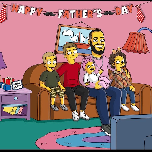 Simpsons Portrait, Custom Family Portrait, Funny Cartoon Portrait Gift ...