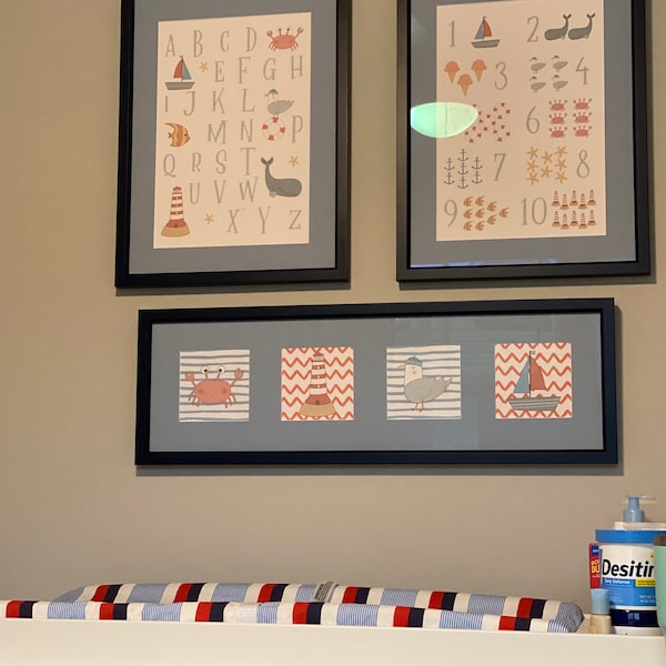 Cute Nautical Nursery Alphabet Print Seaside Themed ABC Kids Poster ...