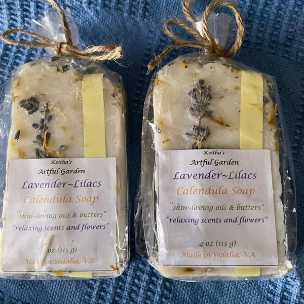 Lavender Lilac Calendula Soap, (types of Lavender Spikes May Vary). 4 ...