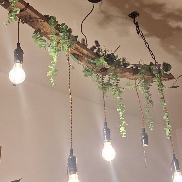 Stunning Rustic Solid Reclaimed Wooden Beam Ceiling Light Compete With ...